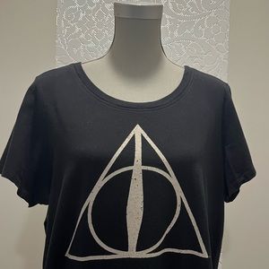 torrid | Tops | Harry Potter White Deathly Hallows Symbol Black Tshirt ...